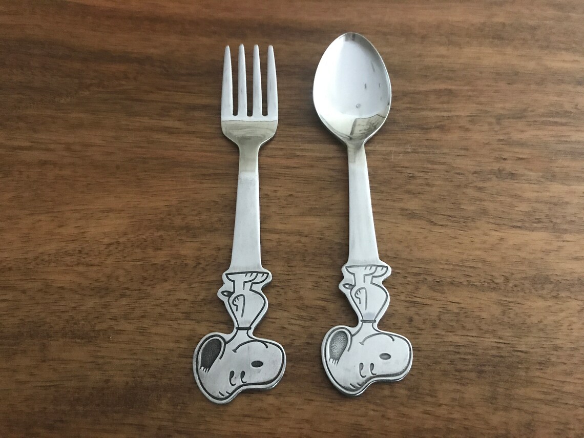 Peanuts Snoopy Stainless Steel Youth Silverware / Flatware Set | Etsy