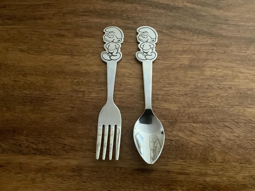 Danara Smurf Stainless Steel Youth Silverware / Flatware Set - Fork and ...