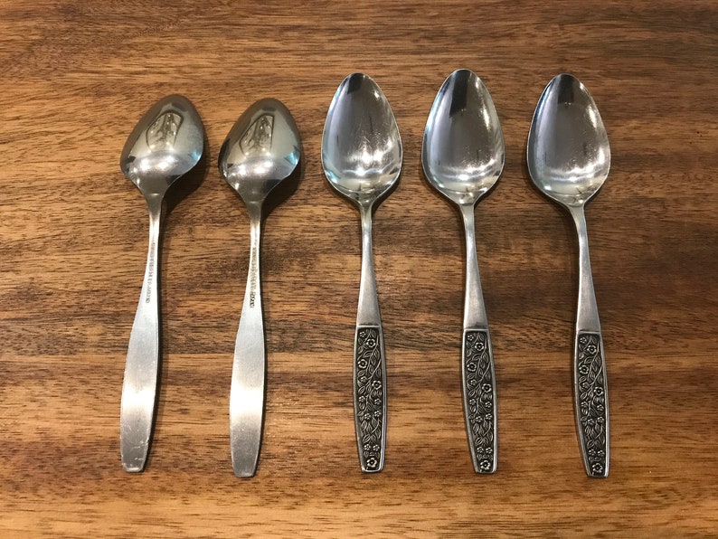 Mid Century Flower Handle Stainless Steel Japan Flatware / - Etsy