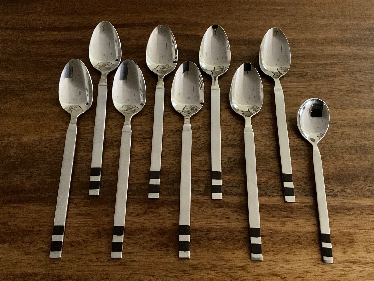 Mid Century Danish Modern Rogers Stanley Roberts Wood Inlay Stainless ...