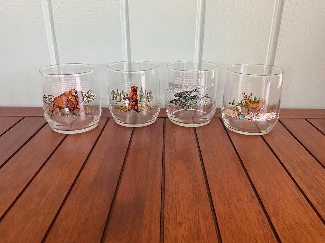 One Sunoco Libbey American Wildlife Glass - American Bison, Grizzly ...