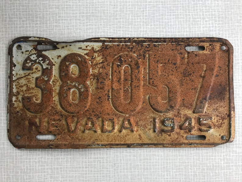 One Vintage License Plate - Nevada 1940, 1945, 1946 - Etsy