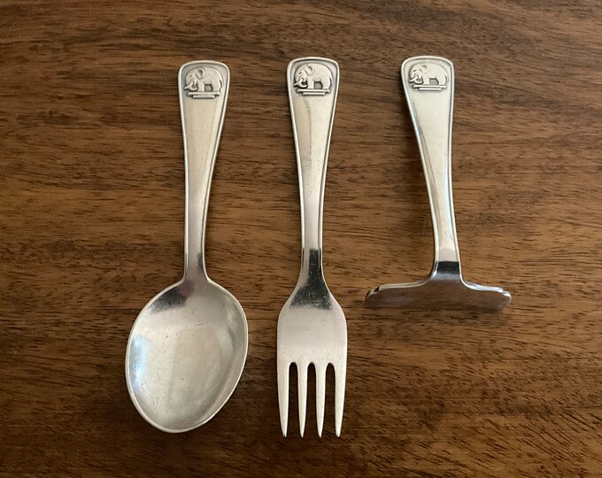 C.G. HALLBERG Silverplate Baby Silverware / Flatware - Spoon, Fork ...