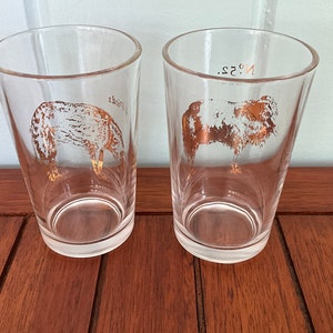 Set of Four Vintage French Gold Farm Animal Glasses - Cow, Goat, Pig ...