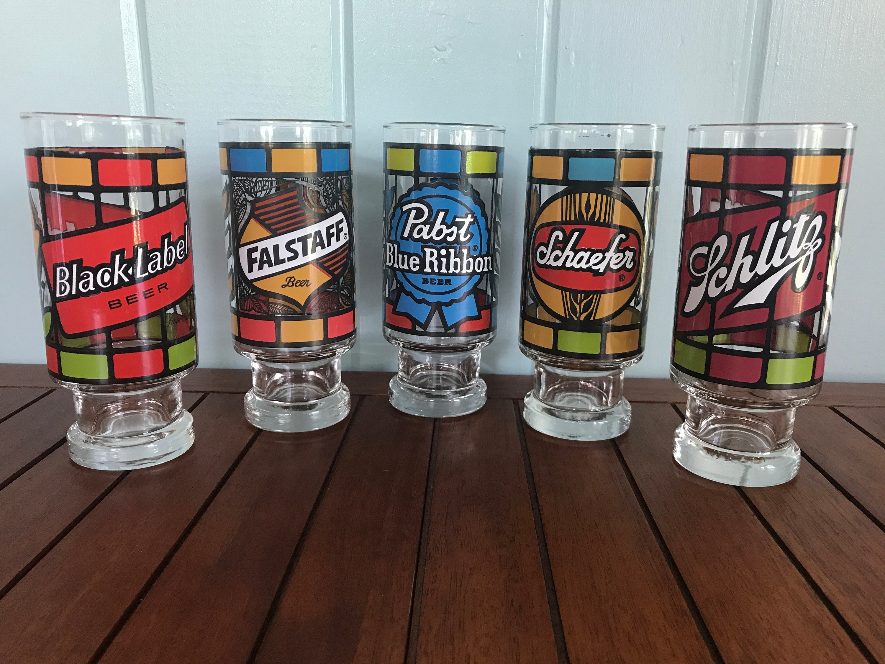 One Stained Glass Design Vintage Beer Glass - Replacement Glasses ...