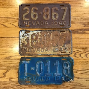 One Vintage License Plate - Nevada 1940, 1945, 1946 - Etsy