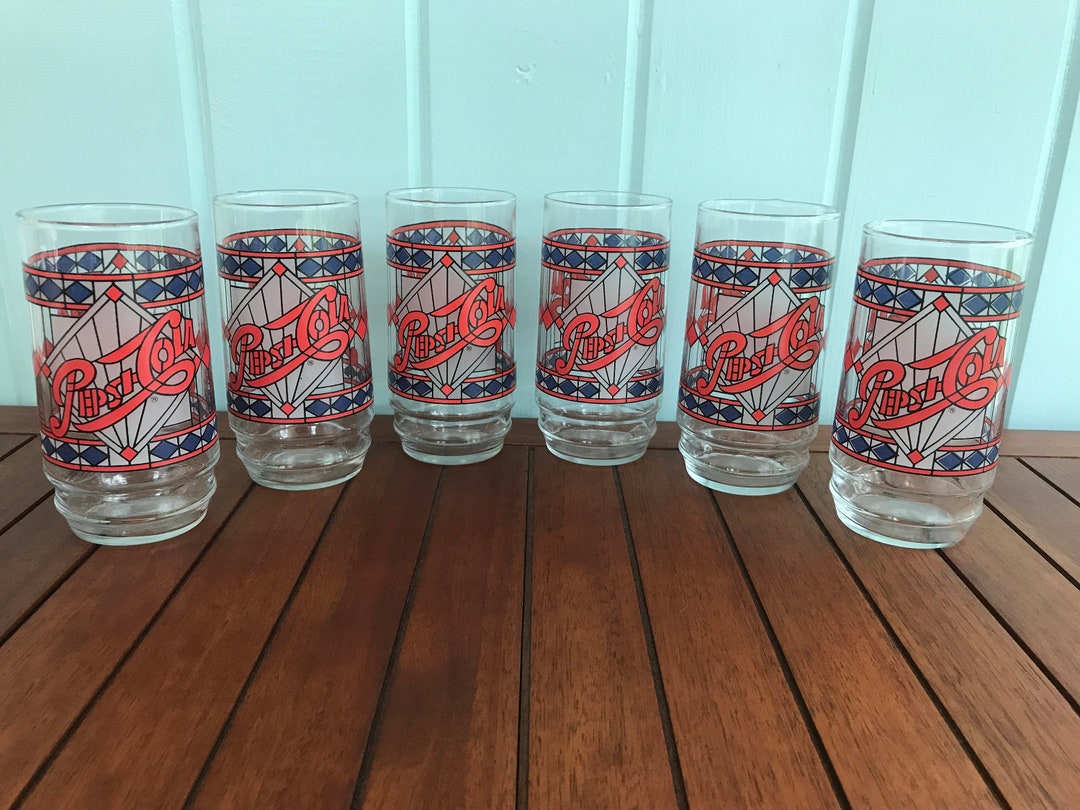 Six Pepsi Cola Glasses With Stained Glass Design - Etsy