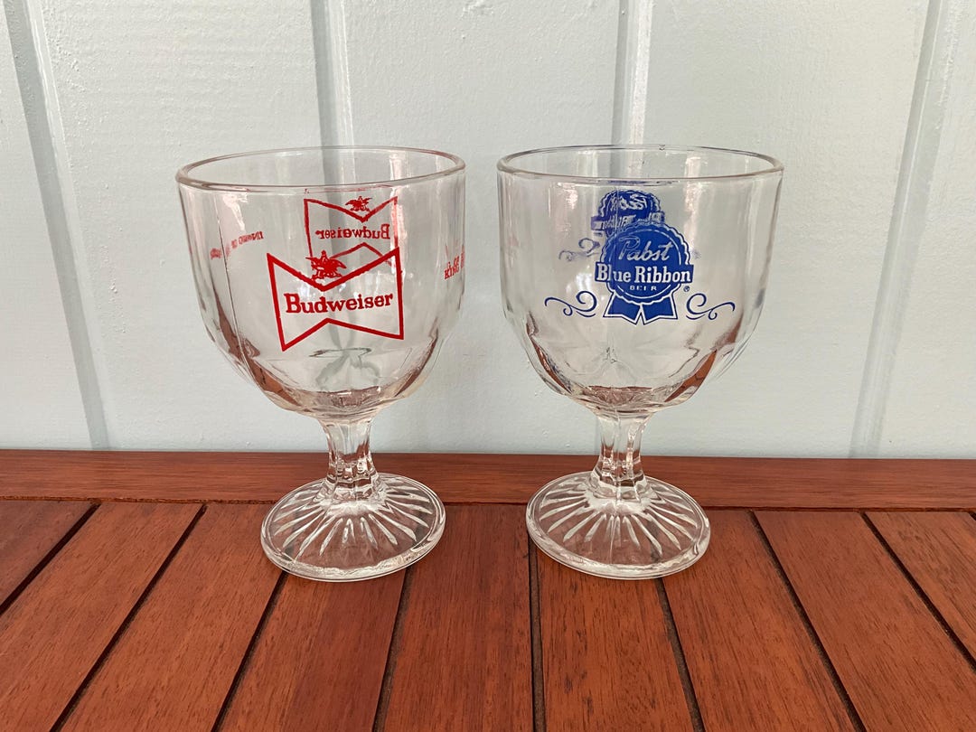 One Vintage Beer Glass, Beer Goblet - Budweiser, Pabst Blue Ribbon - Etsy