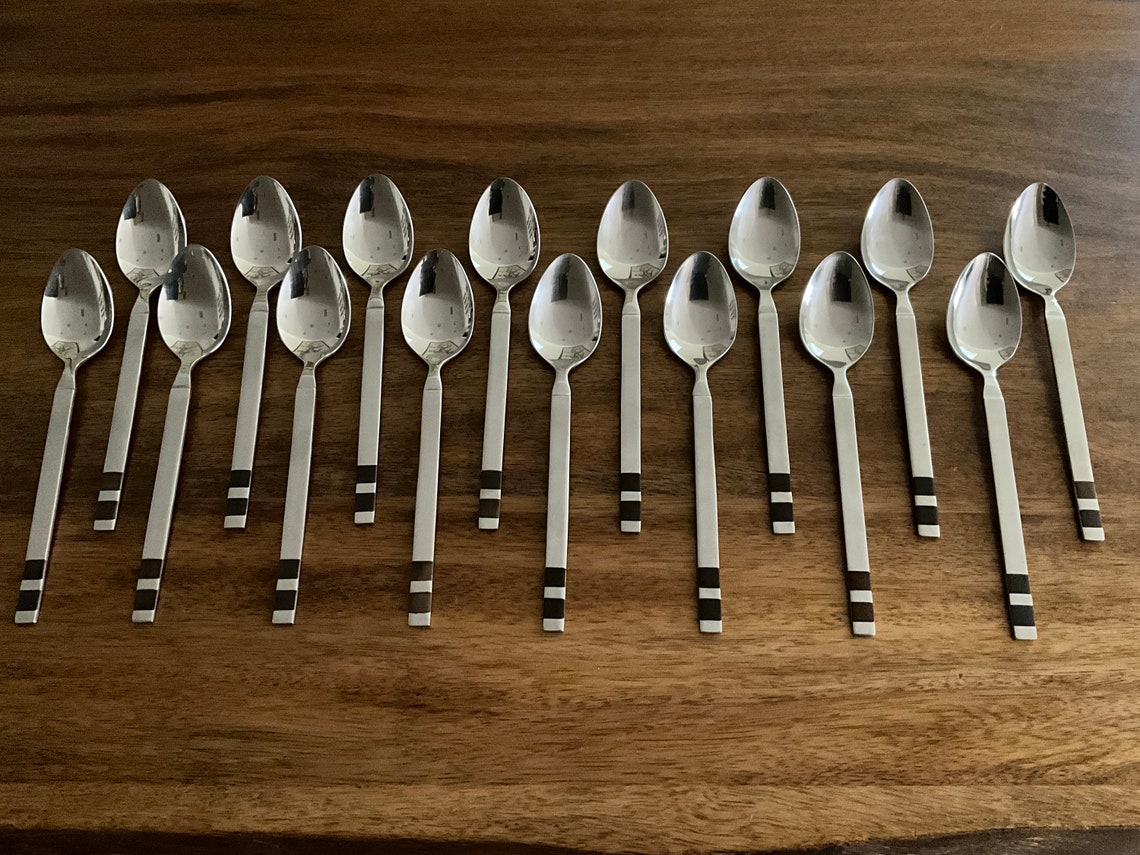 Mid Century Danish Modern Rogers Stanley Roberts Wood Inlay Stainless ...