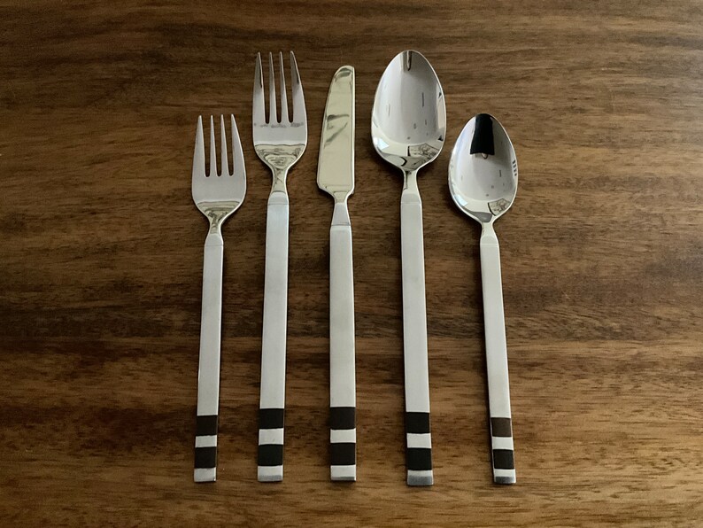 Mid Century Danish Modern Rogers Stanley Roberts Wood Inlay Stainless ...