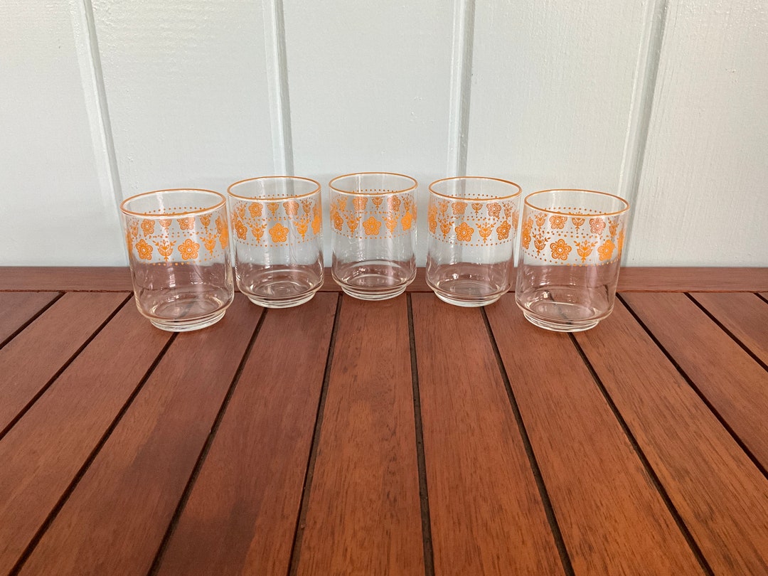 Five Libbey Pyrex Butterfly Gold Glasses - Juice Glass - Etsy