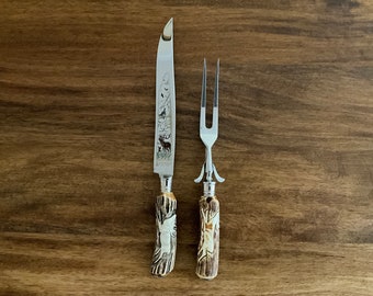 Antique Solingen Germany Rostfrei Stag Handle Carving Set 4 Pc - Etsy