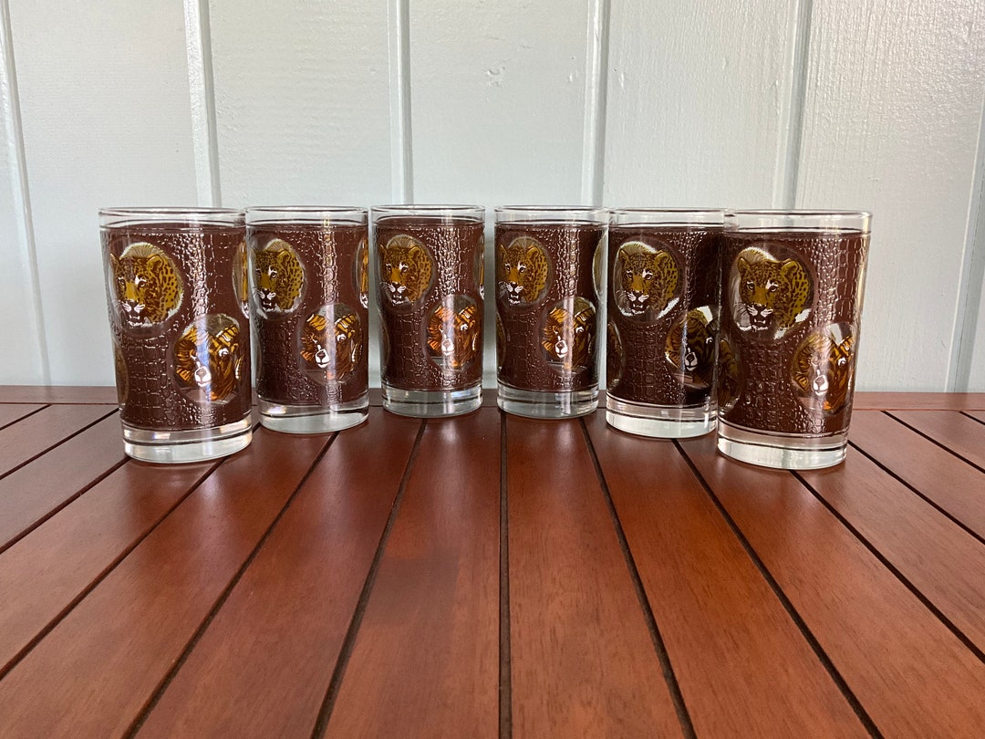 Six Libbey M. Dia African Animals / Safari Glasses, LRS274 - Lion ...