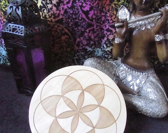 Pentacle Crystal Grid Plate Sacred Geometry Wooden Wood | Etsy