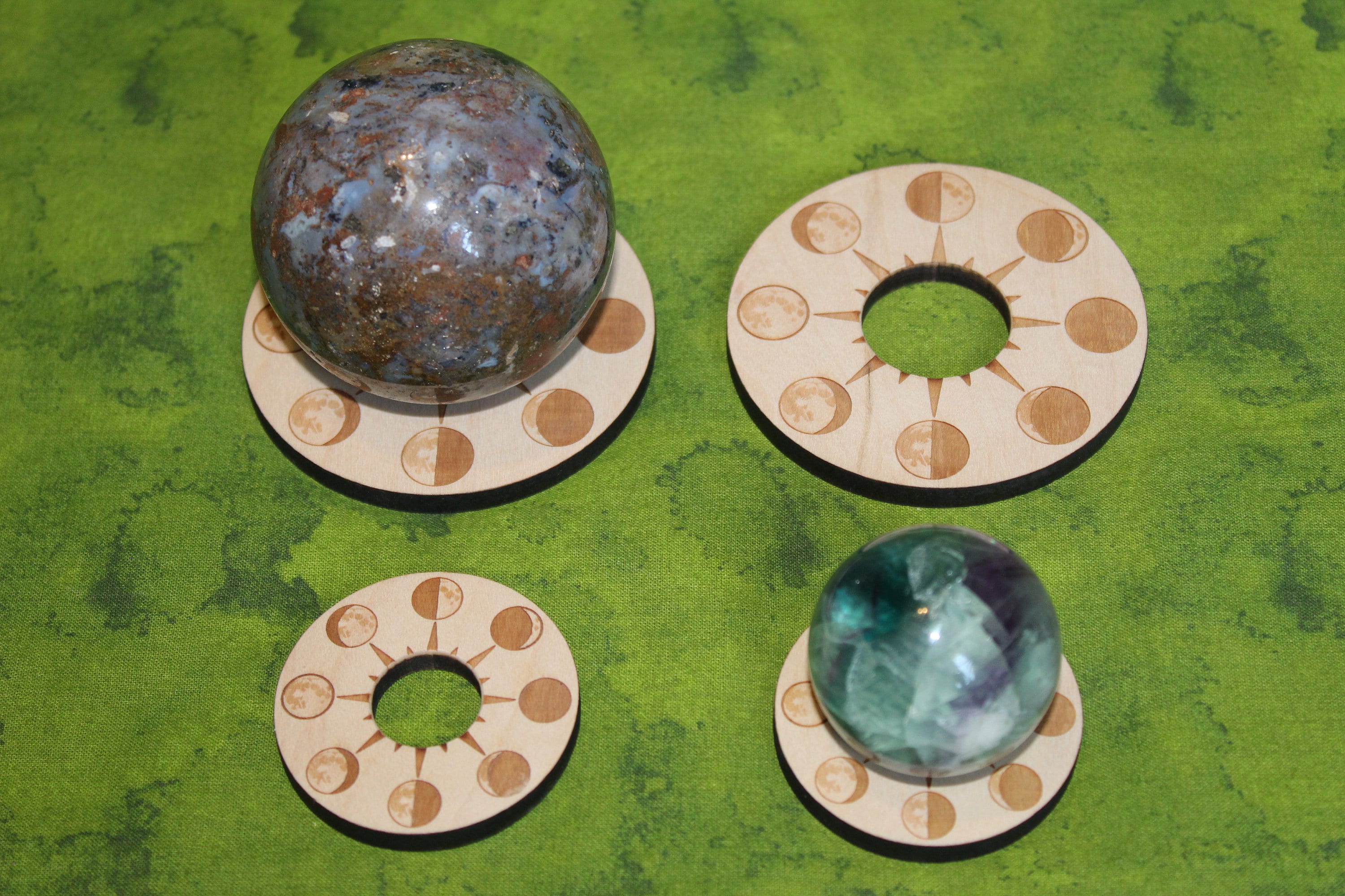 Wooden GEMSTONE SPHERE HOLDERS Sphere Stand Moon Flower | Etsy