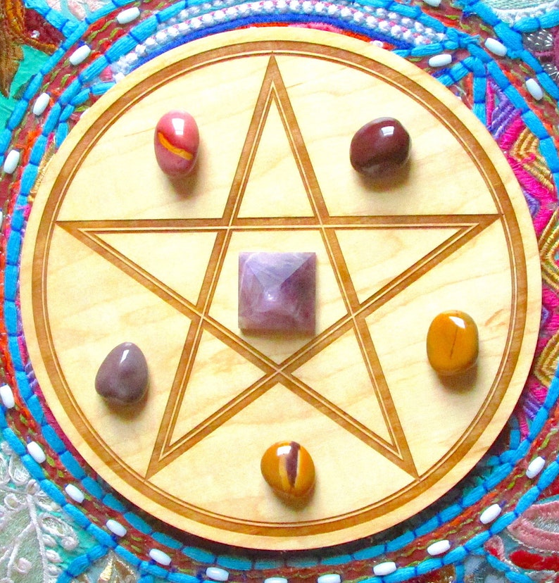 Pentacle Crystal Grid Plate Sacred Geometry Wooden Wood - Etsy
