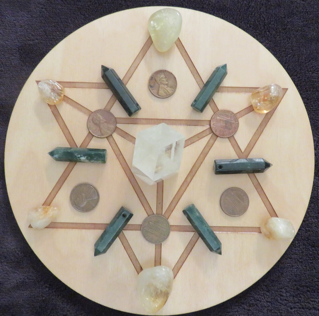 Star Tetrahedron Crystal Grid Plate Sacred Geometry Wooden Wood Crystal ...
