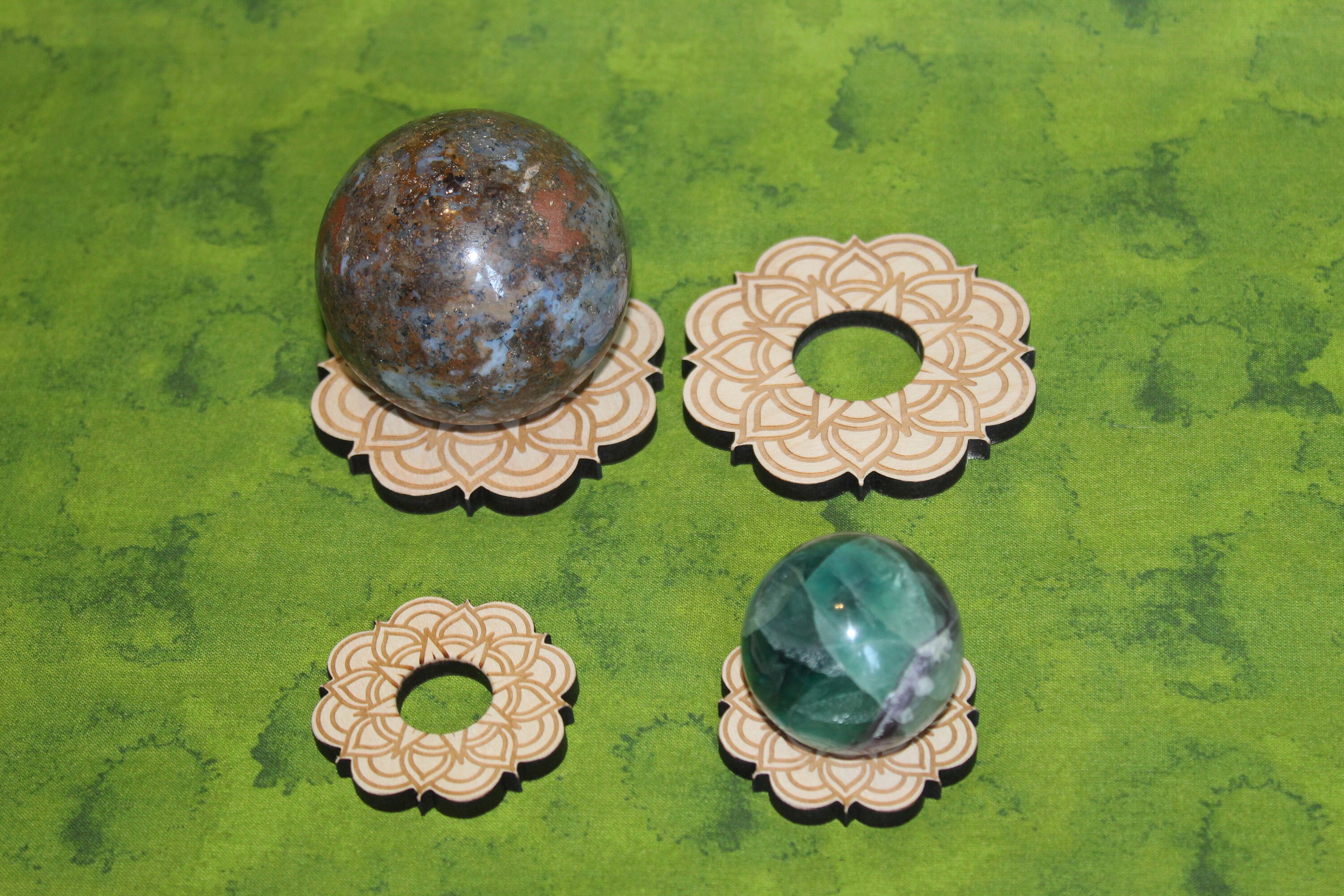 Wooden GEMSTONE SPHERE HOLDERS Sphere Stand Moon Flower | Etsy