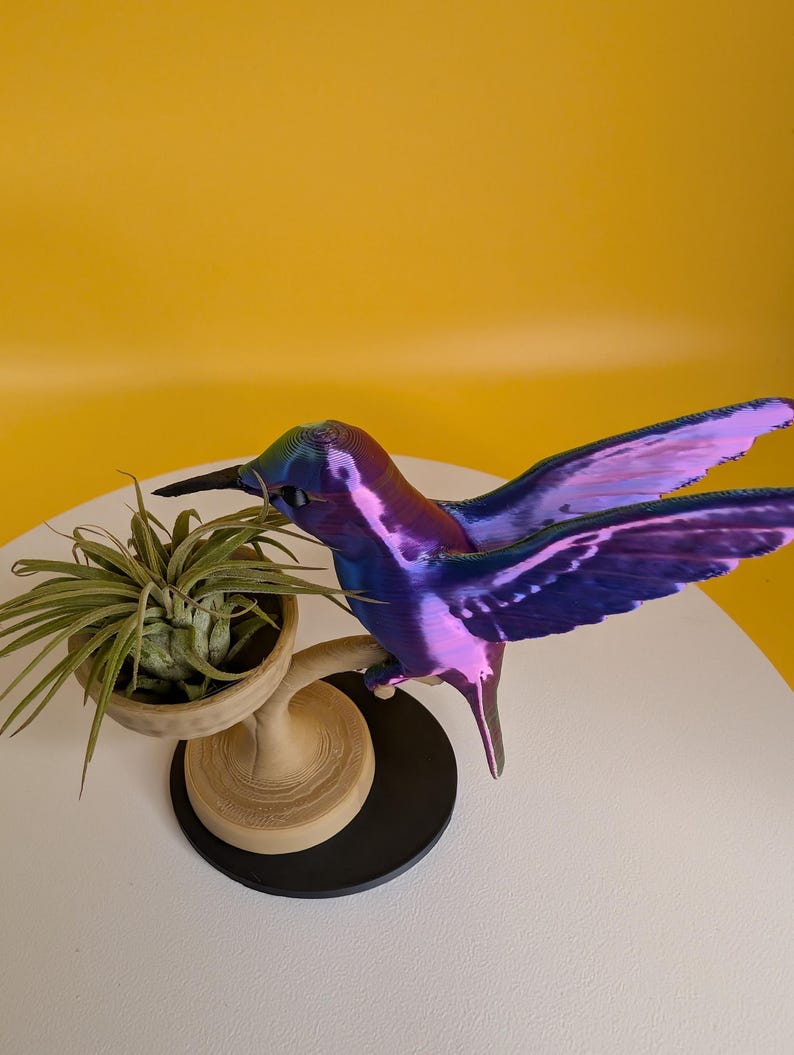 Hummingbird Air Plant Holder - Tri-color Blue-green-purple Color-shift ...