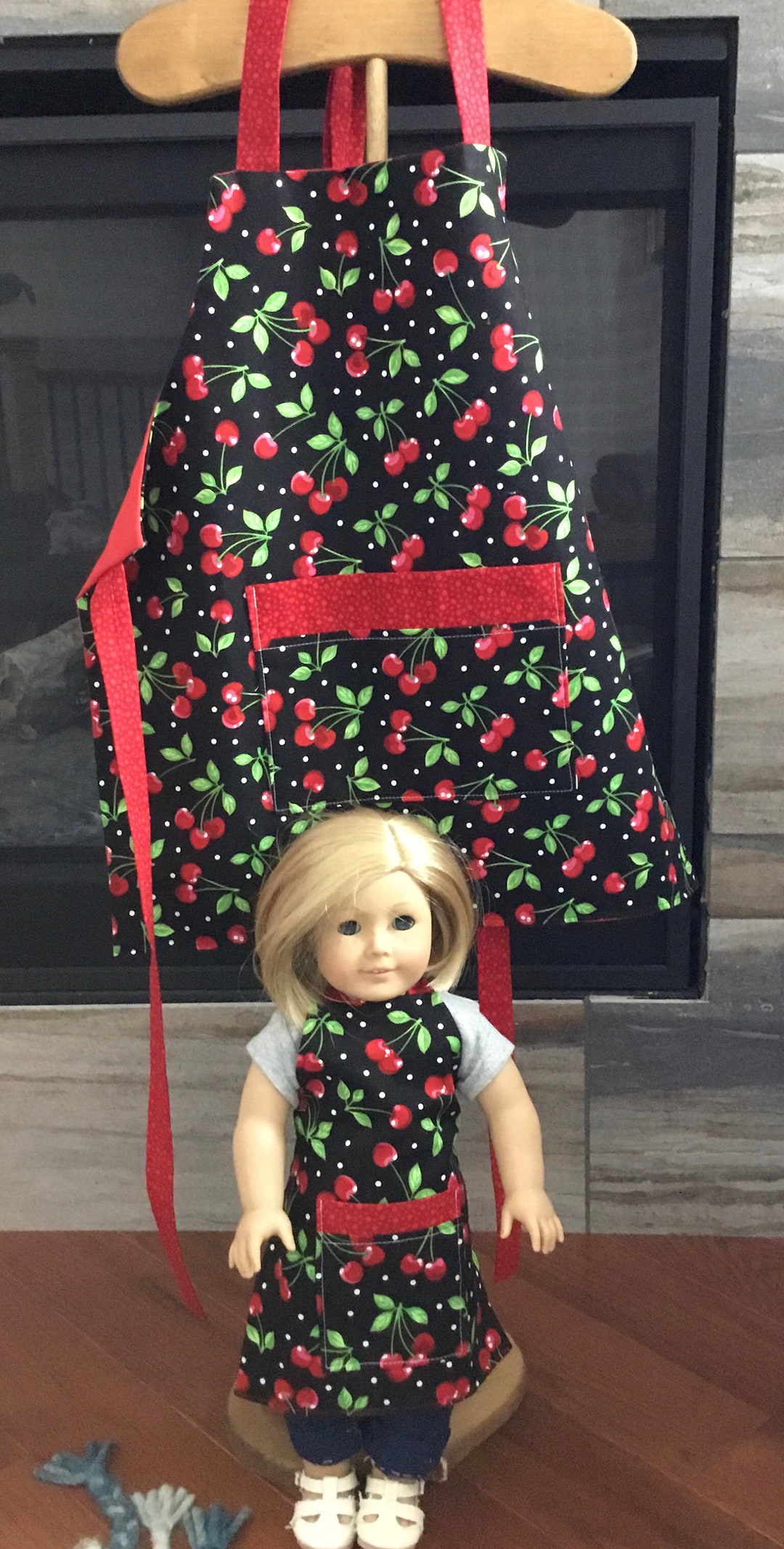 My Dolly and Me Matching Aprons, Girls Apron, Cherries, Girl Christmas ...