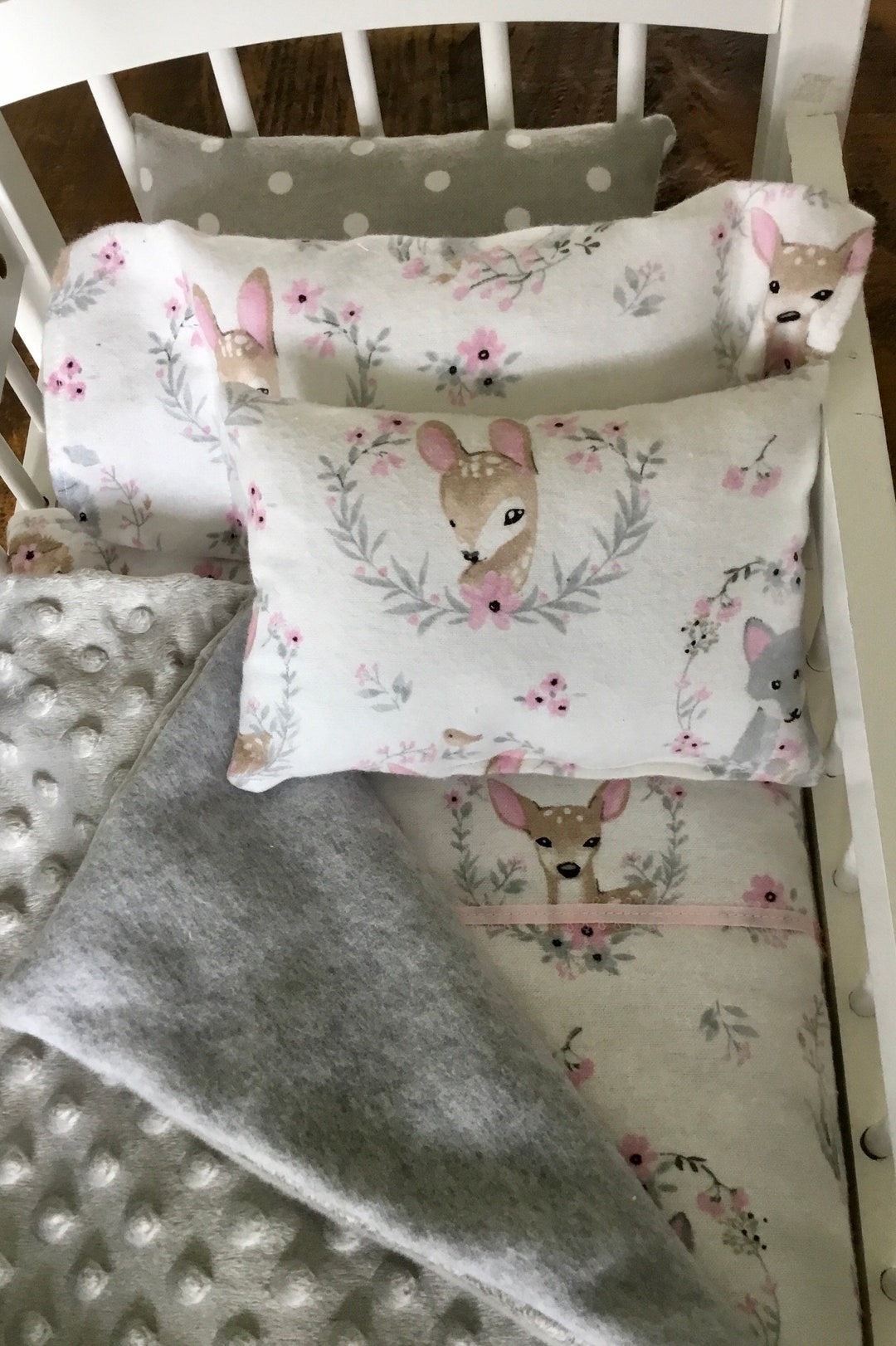 Bitty Baby Doll Bedding, 18” Doll Bedding, Baby Animal Print, Minky ...