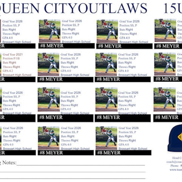 Team Roster Template - Etsy