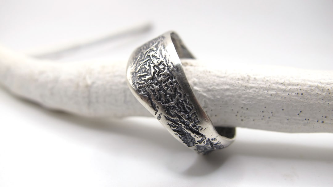 Reticulated Silver Ring, Organic Texture Sterling Silver Ring Men ...