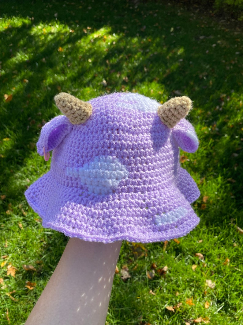 Crochet Lavender Cow Bucket Hat - Etsy
