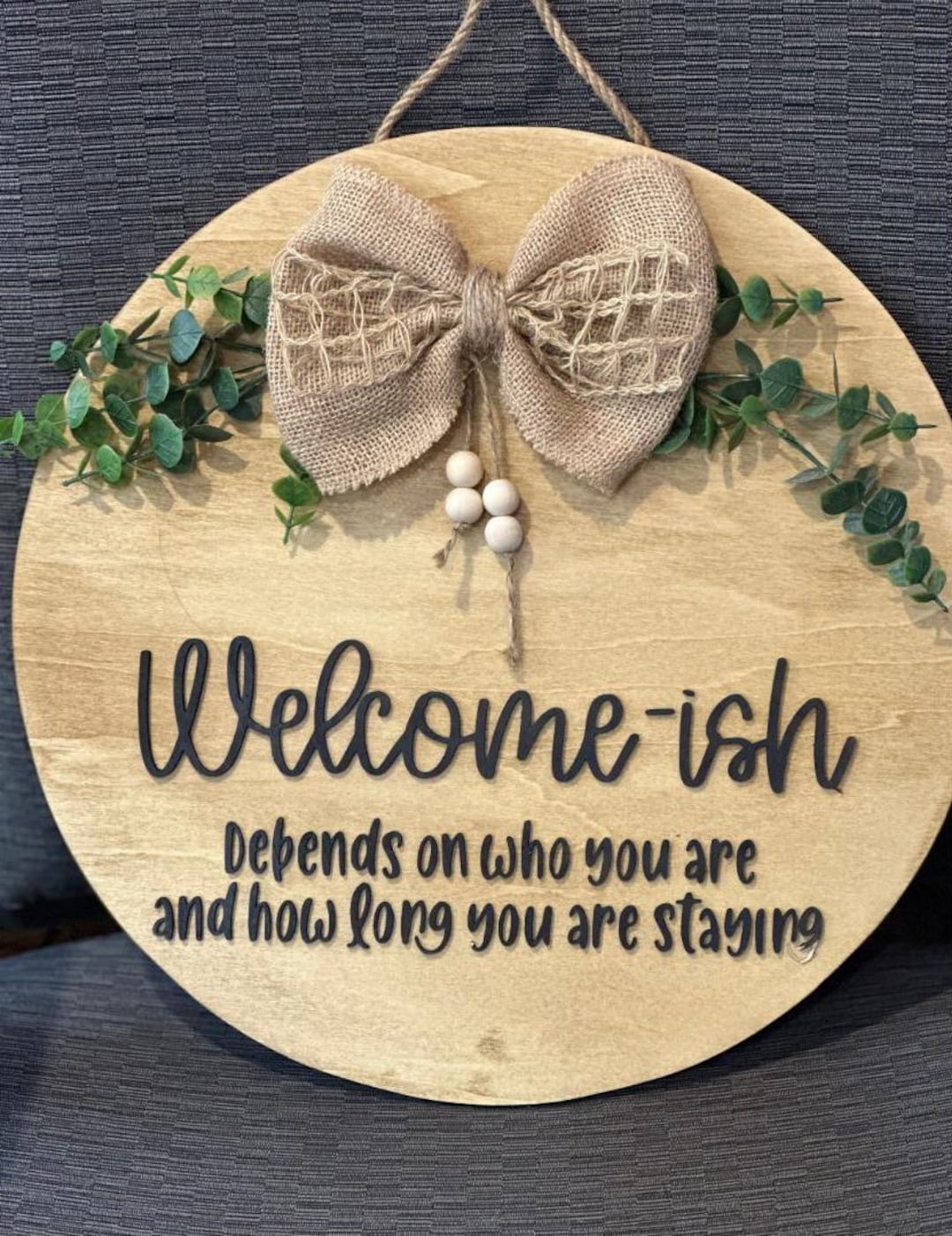 Front Door Sign Decor, 3D Lettering, Painted & Stained, Ribbon Included ...