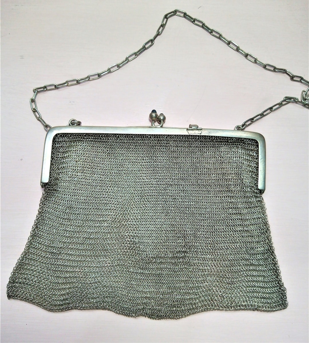 Vintage 1920's Silver Chain Handbag, 1920's Evening Bag, Chain Link ...