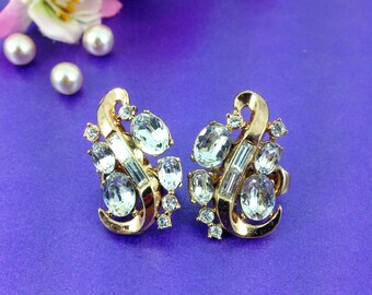 Crown Trifari Sterling Earrings - Etsy