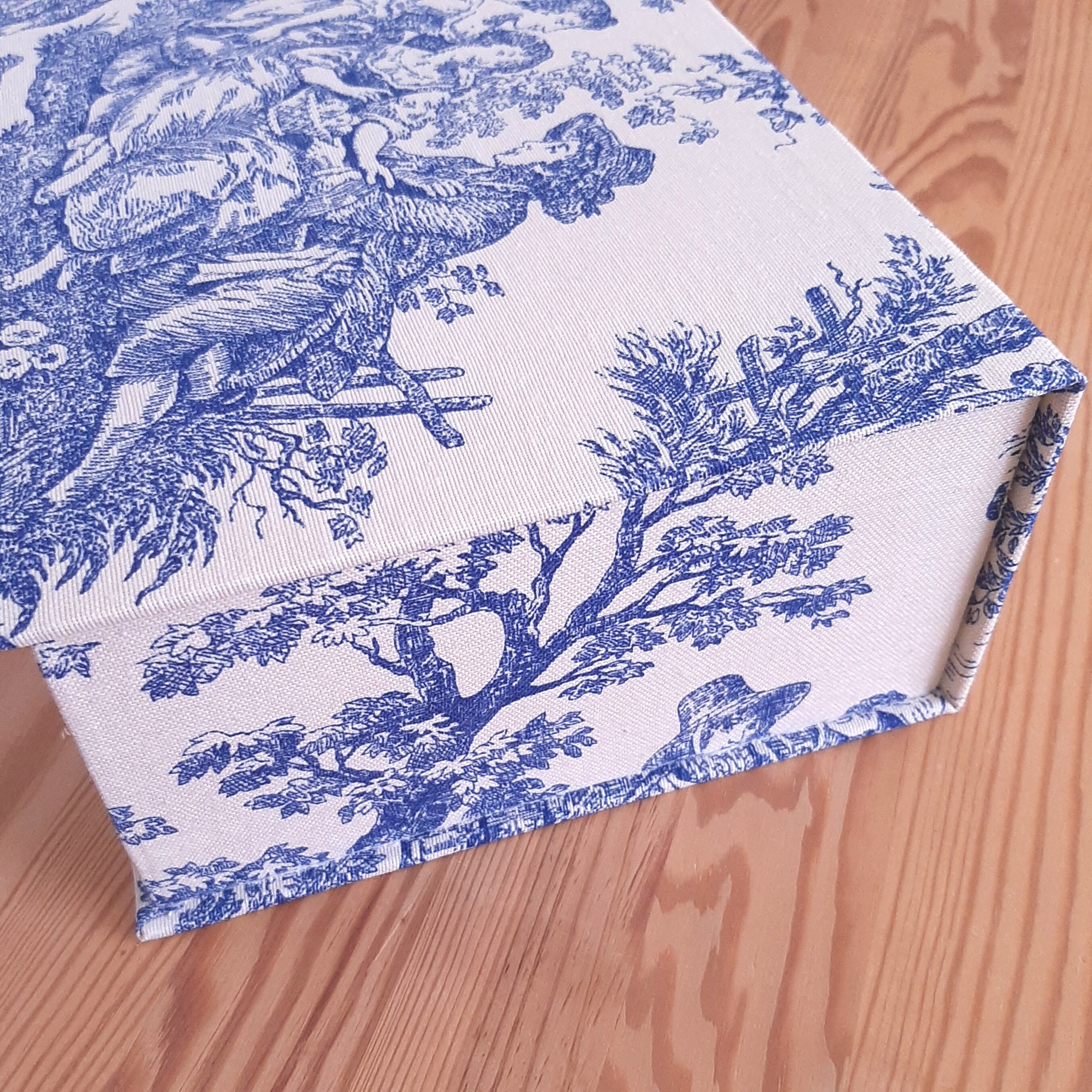 Blue Toile Fabric Keepsake Box,handmade Makeup Box,memory Box With ...