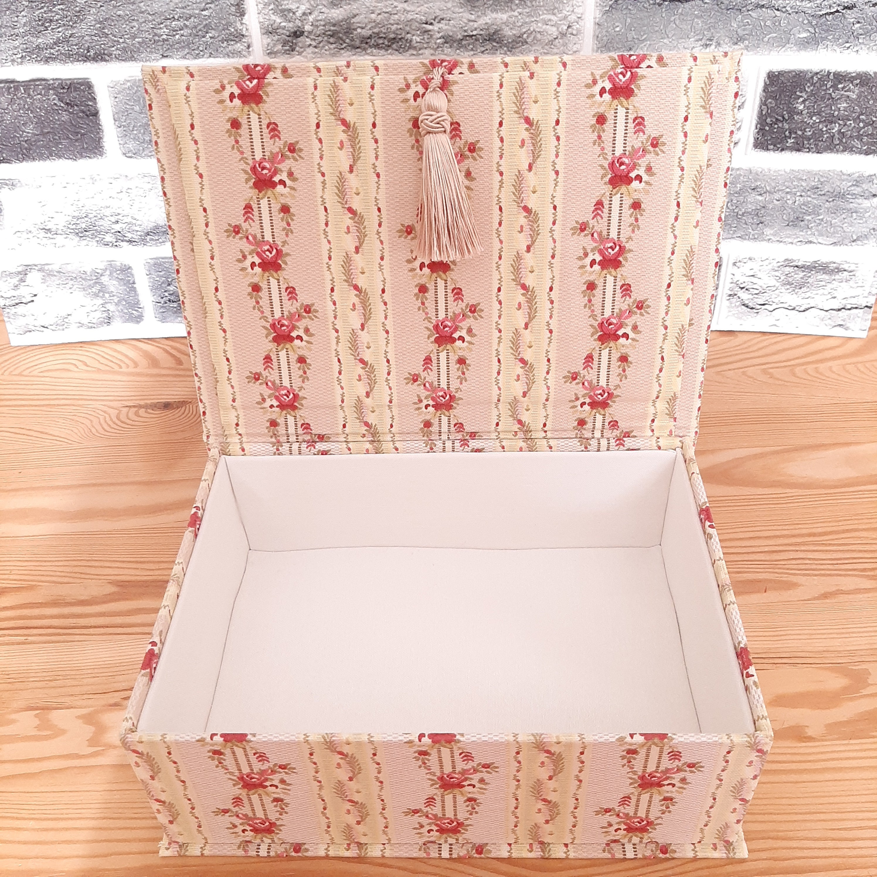 Fabric Keepsake Box, Handmade Makeup Box, Memory Box With Covered ...