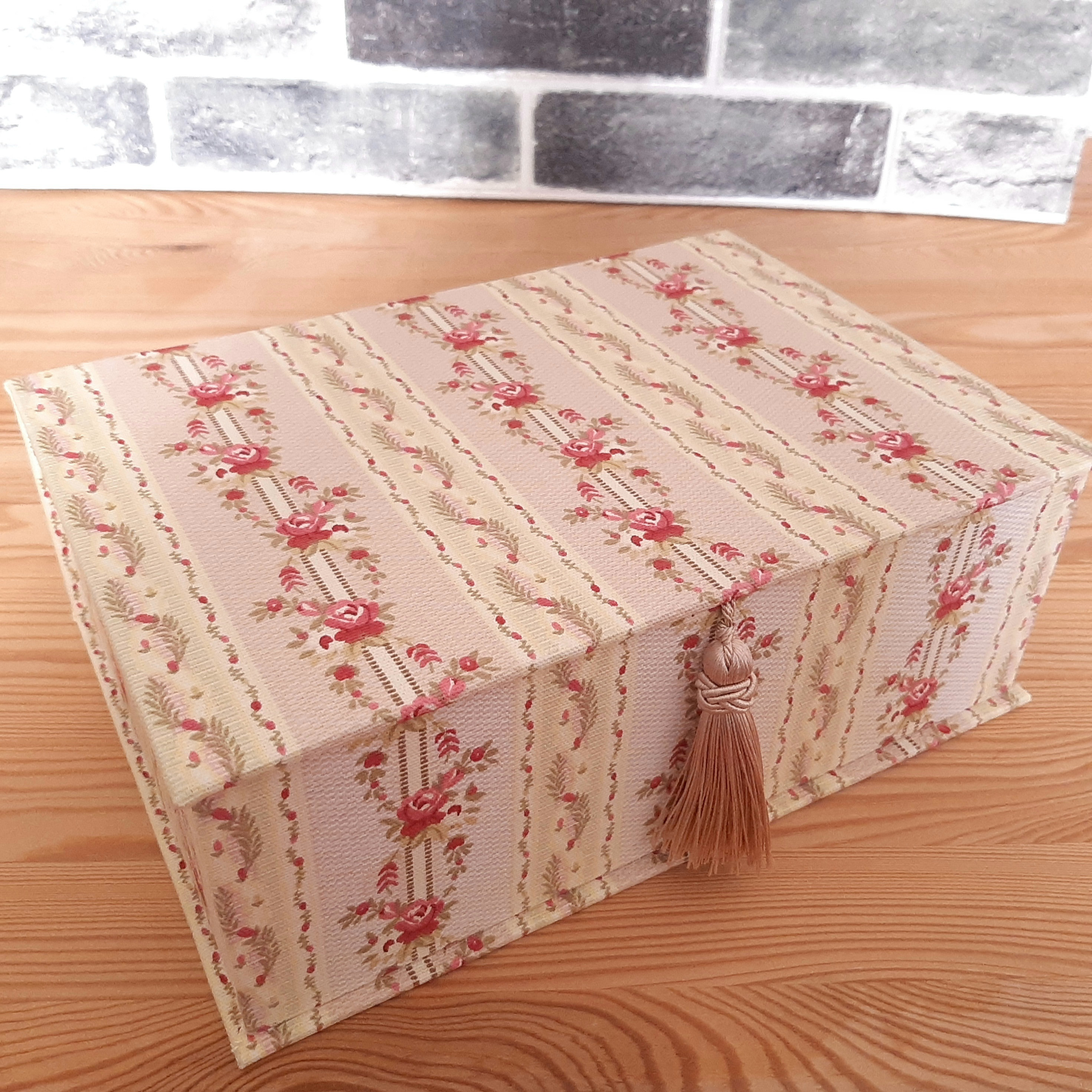 Fabric Keepsake Box, Handmade Makeup Box, Memory Box With Covered ...