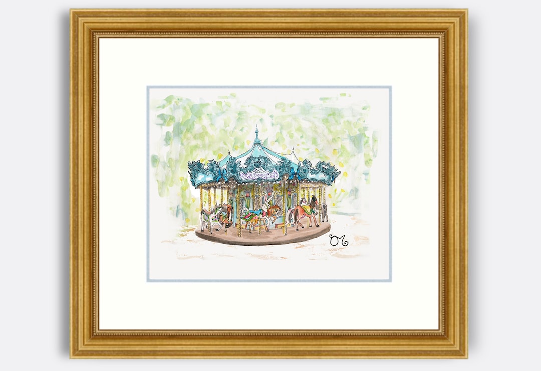 Le Carrousel in Bryant Park- Fine Art Giclée Watercolor Print- New York ...