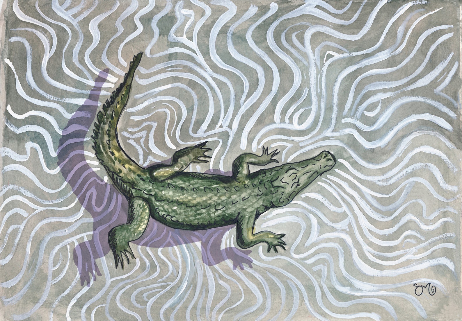 Alligator Abstract Watercolor Giclée Print - Etsy