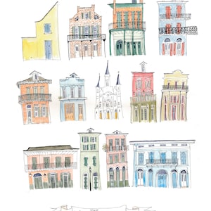 French Quarter Watercolor Architecture Poster- New Orleans Buildings - Etsy