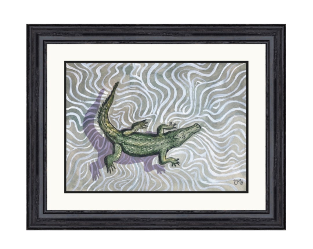 Alligator Abstract- Watercolor Giclée Print- "agitator"- Crocodile ...