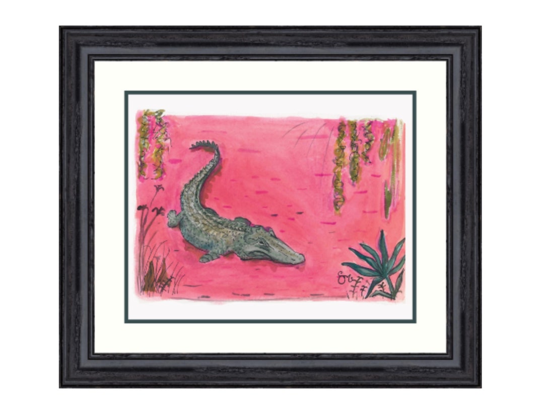 Pink Gator Giclée Print- Pink Swamp- Sunset Swamp Painting Print - Etsy