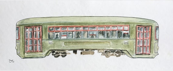 Streetcar Drawing New Orleans Streetcar Metal Art– Damrill Art