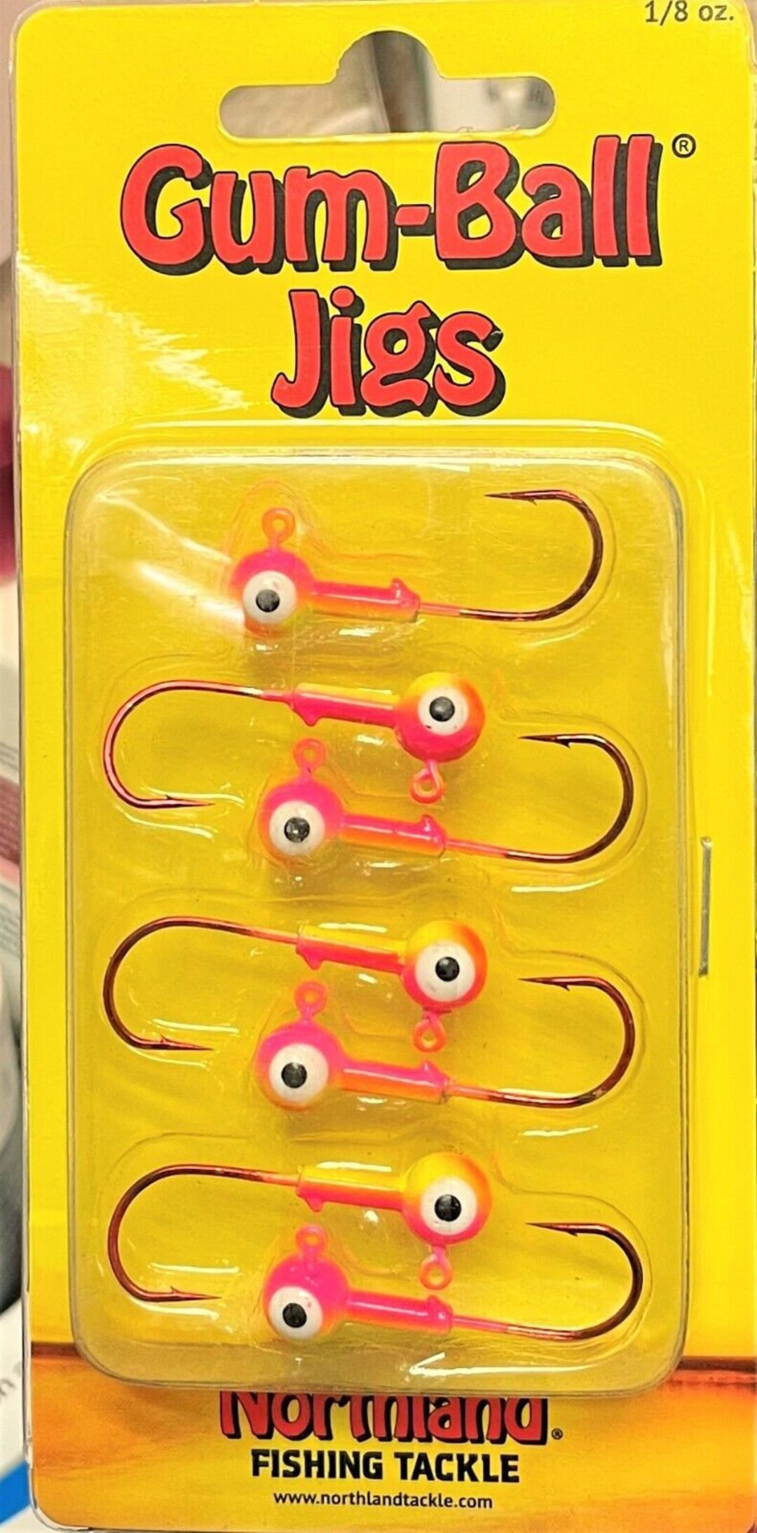 Gum Ball Jigs 1/8 Oz., Ball Head Blood Red Hook , Northland Fishing ...