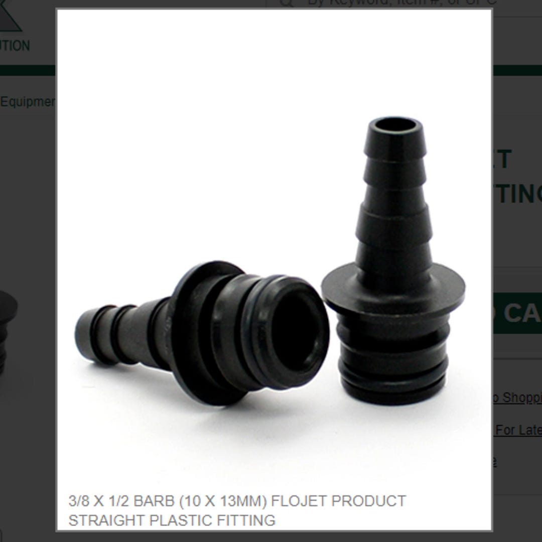 3/8 X 1/2 Barb Flojet, 1 One Product Straight Plastic Fitting 20381-026 ...