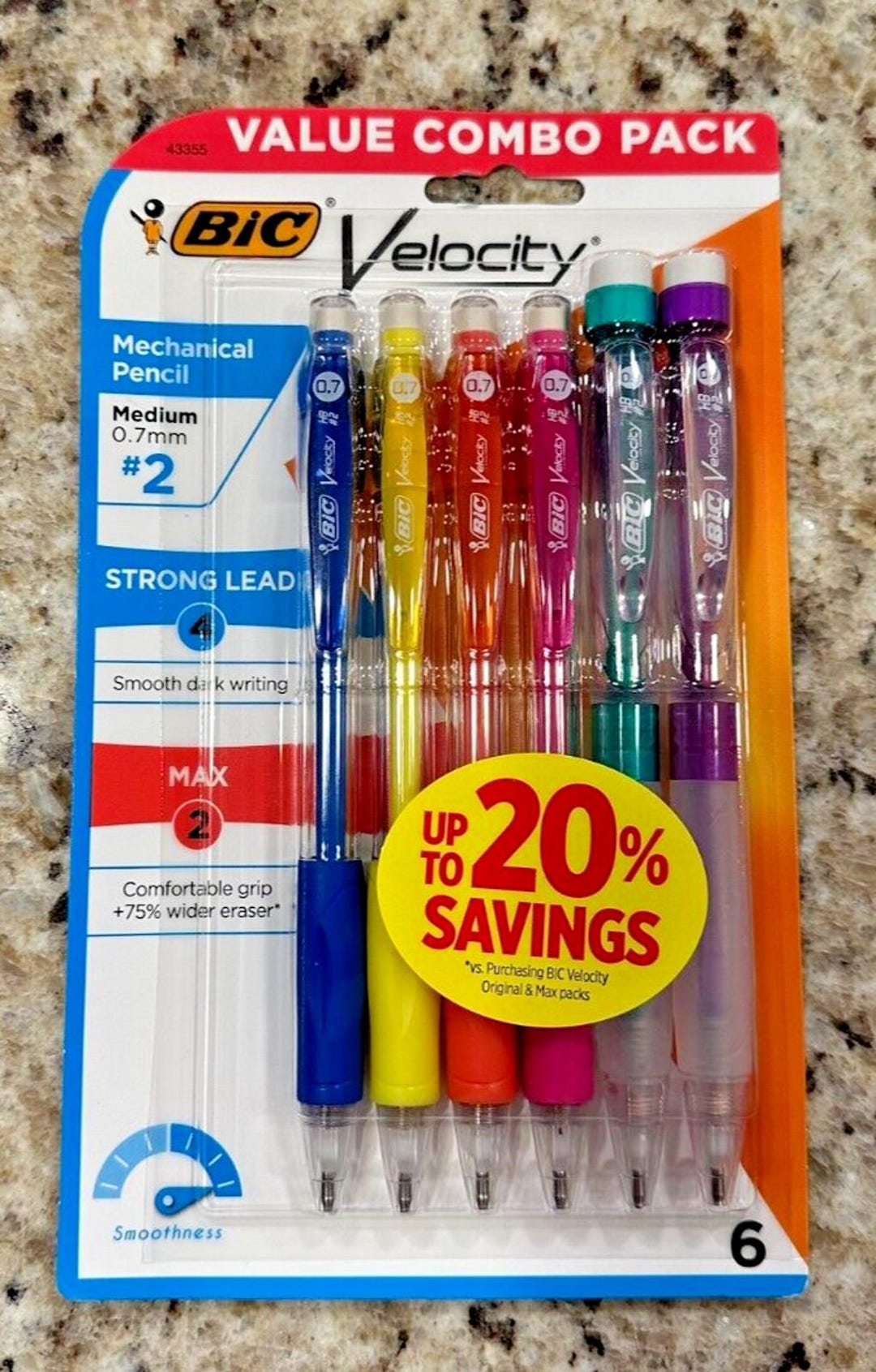BIC, Velocity, Color, Mechanical Pencils, Medium, 0.7mm, Erasable ...