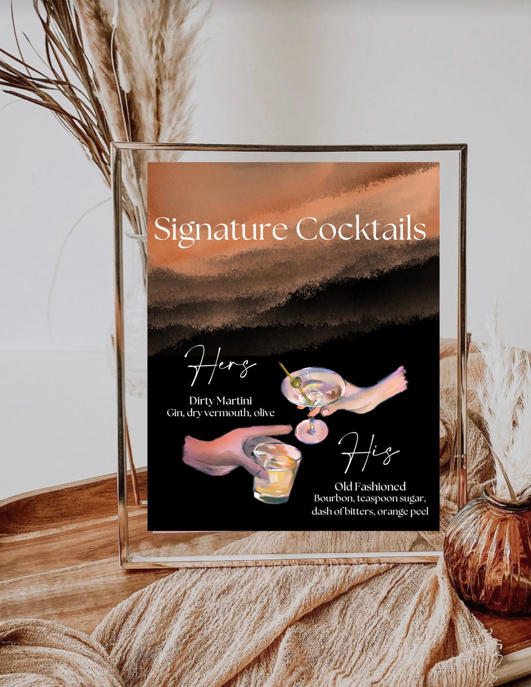 Signature Drink Sign, Modern Watercolor Editable Drink Menu, Printable ...