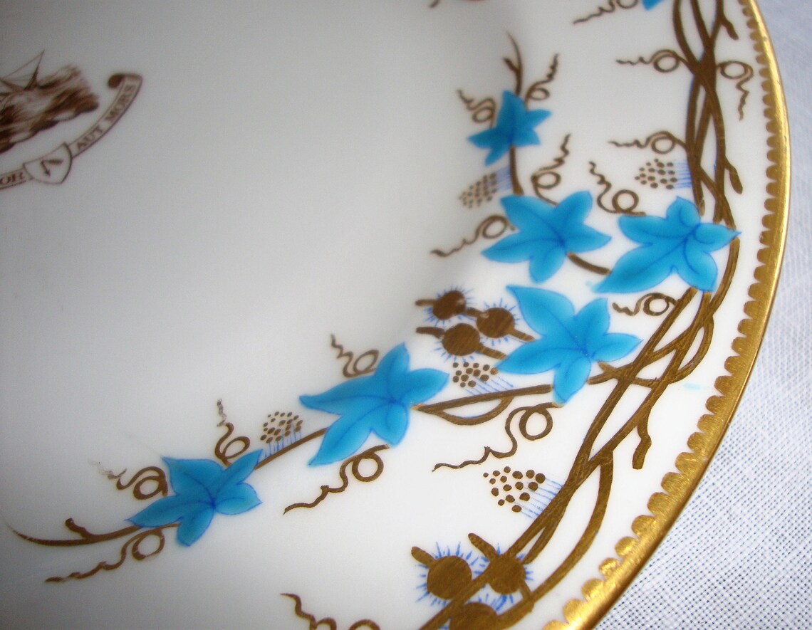 Antique ROYAL WORCESTER Cabinet Plate Turquoise Blue Enameled | Etsy