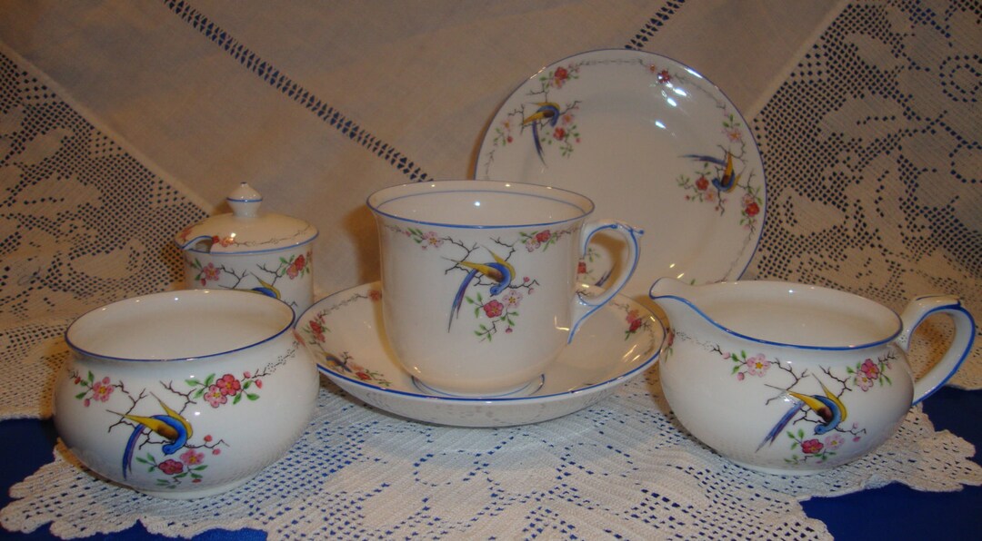 Vintage Tea for One Tea Set Bird of Paradise Lenox China, Hand Painted ...