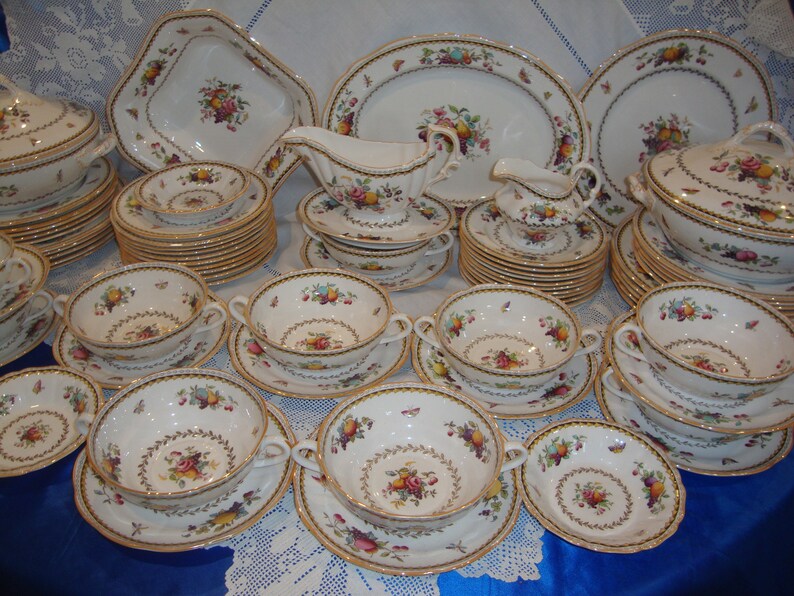 SPODE ROCKINGHAM Dinner Set Hand Decorated 10 Settings 71 - Etsy