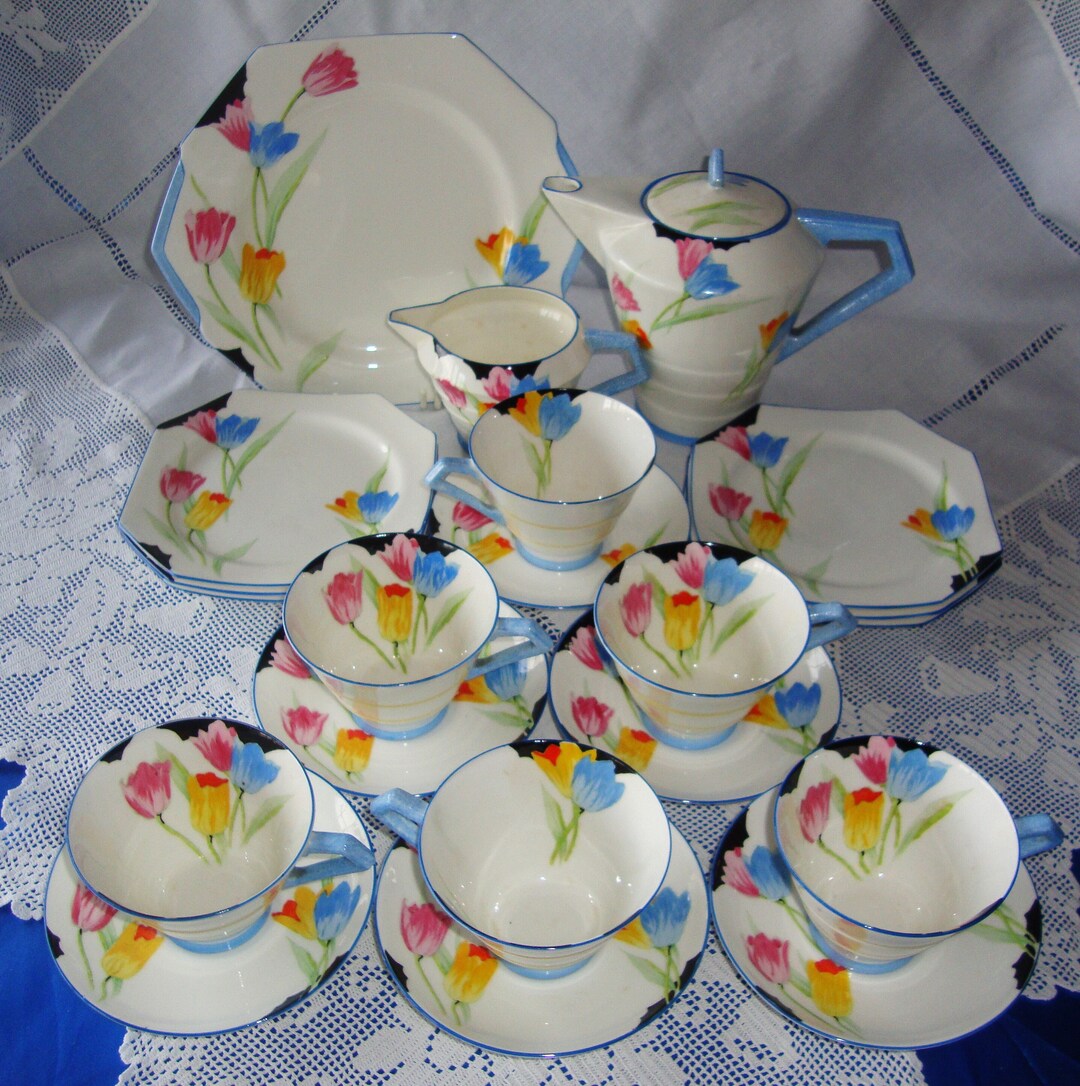 Superb PARAGON TULIP Set Art Deco HAND Painted From the China - Etsy