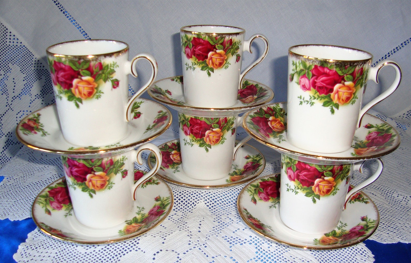 Royal Albert Old Country Roses Coffee Cup Set 12 Pieces Demi | Etsy