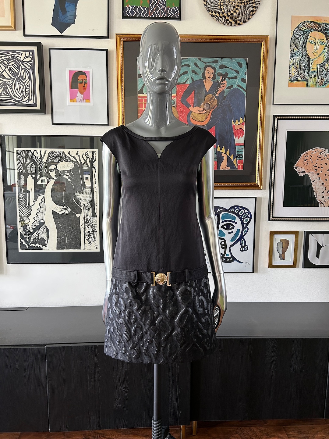 Early 00s Versace Collection LBD With Versace Logo, Mini Dress, Size 6 ...